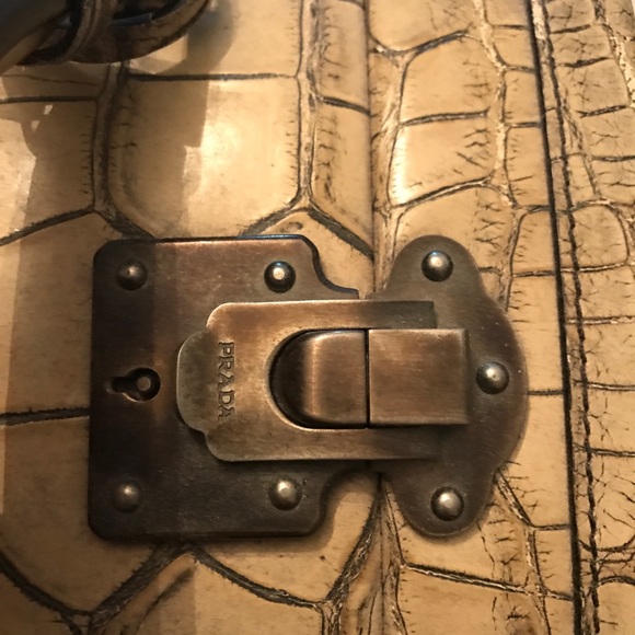 Prada | Bags | Prada Green Embossed Leather Trunk | Poshmark